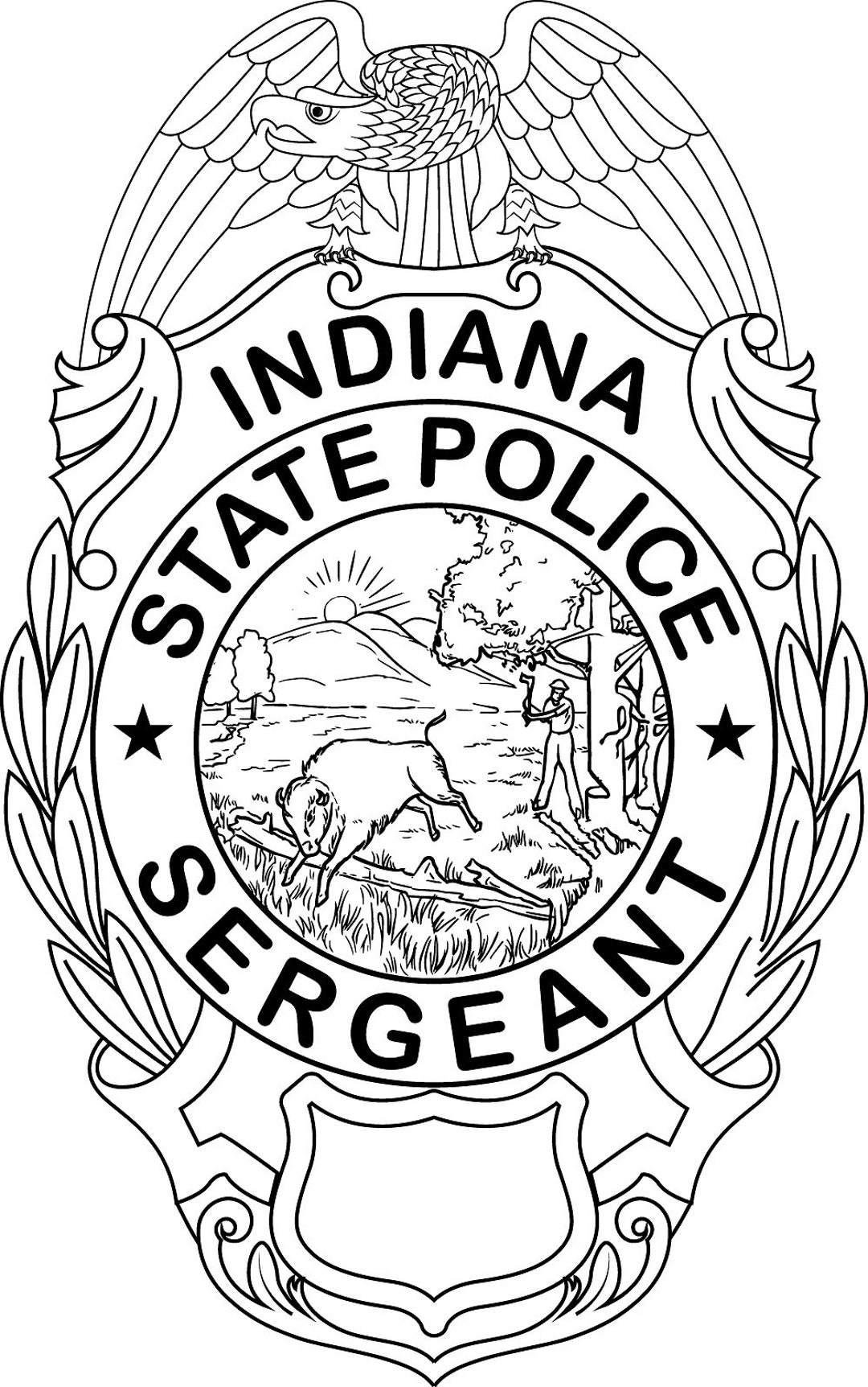 Indiana State Police Sergeant Badge Vector Badge, SVG, Vector, DXF, CNC ...