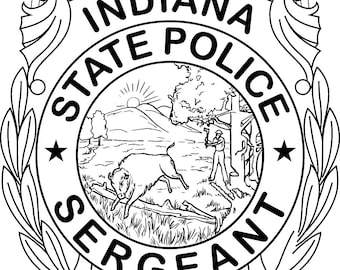 Indiana State Police Officers Badge V2 Badge, SVG, Vector, DXF, CNC ...