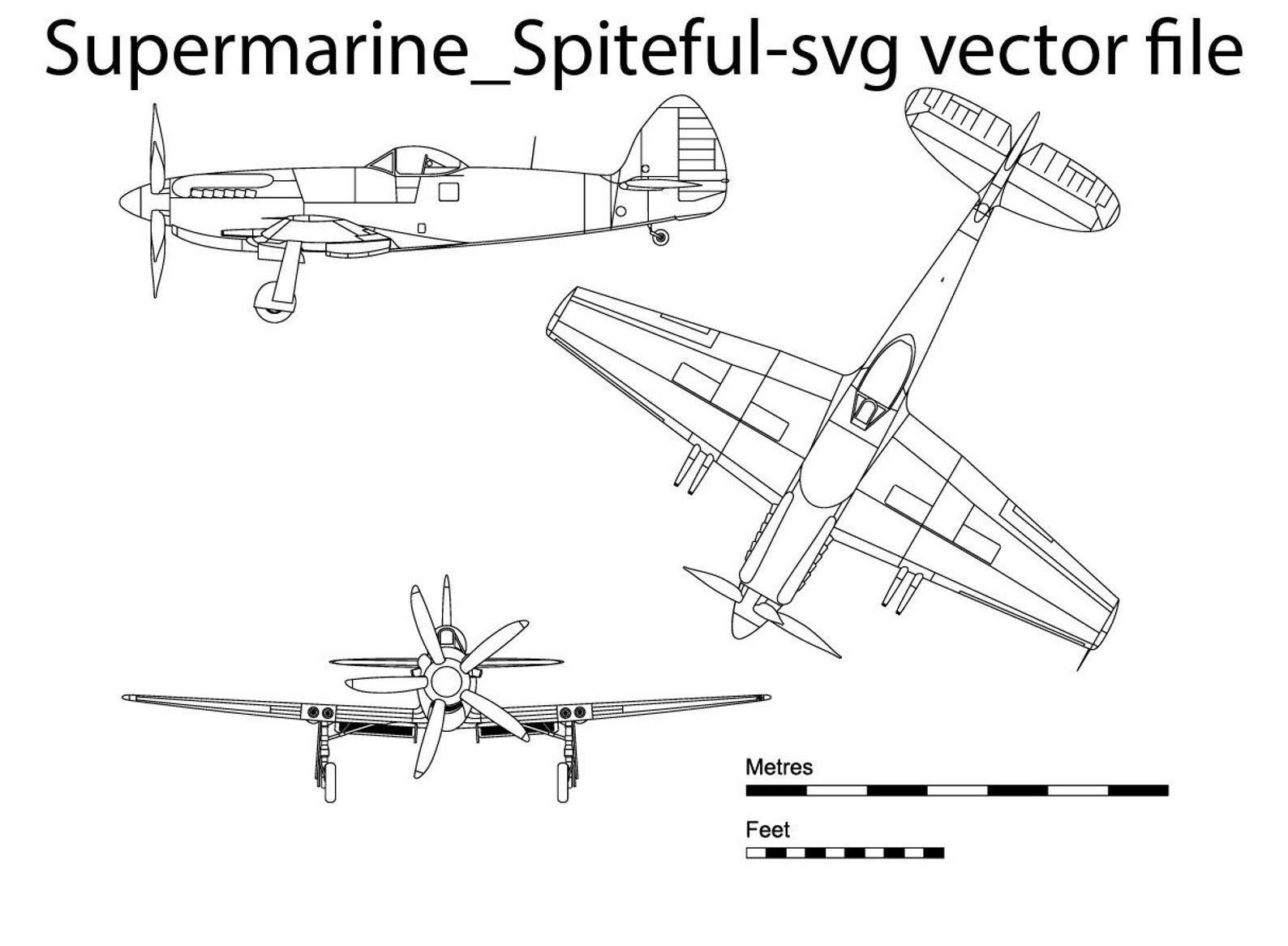 Supermarine Spiteful Svg Vector File, Black White, Helicopter, Jet ...