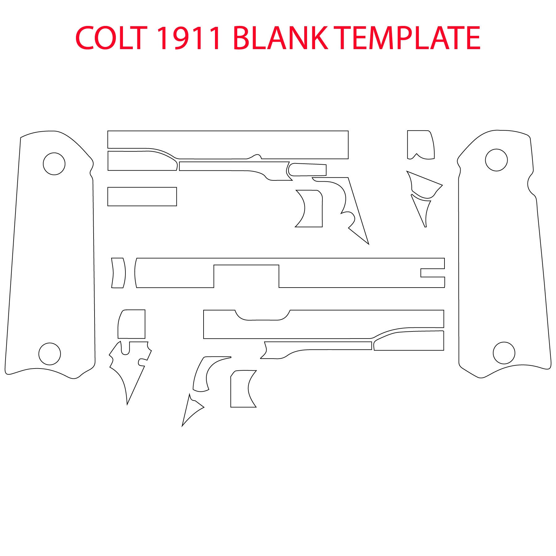 Colt 1911 Engraving Blank Template Badge, SVG, Vector, DXF, CNC, Cricut ...
