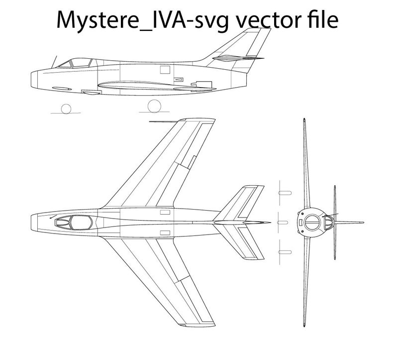 Mystere IVA Svg Vector File, Black White, Helicopter, Jet, Line Art ...