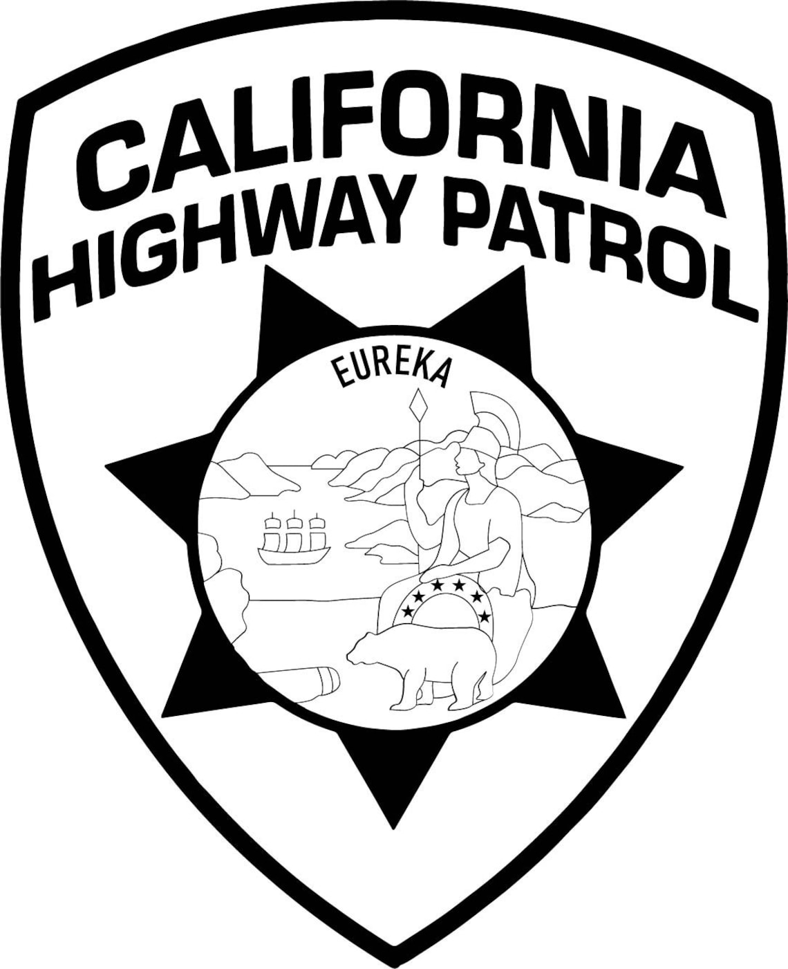 California Highway Patrol Patch Vector File Badge, Black White, Svg ...