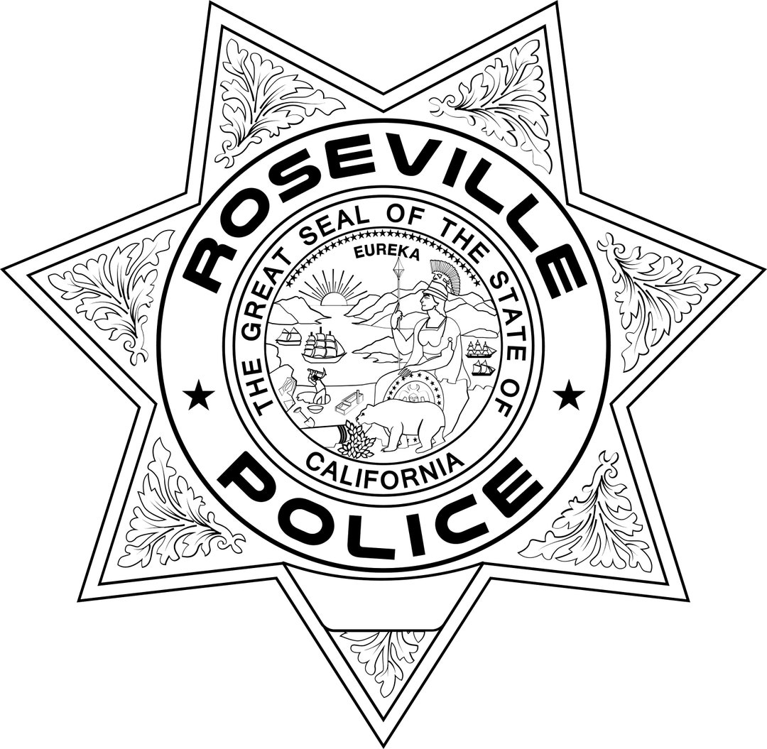 Roseville Police Badge Vector Badge, Black White, Svg, Outline, Cnc Cut ...