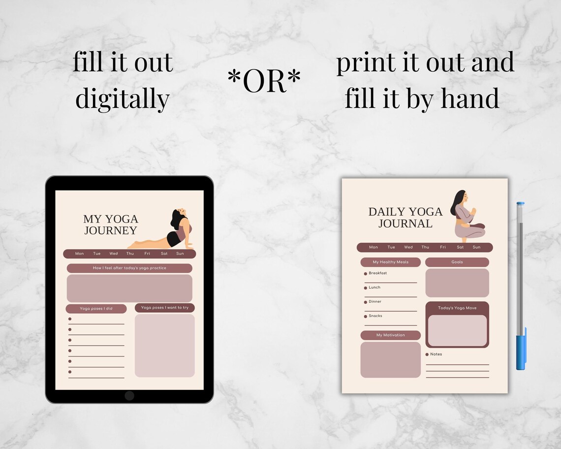 Yoga Digital Planner, Printable Tracker for Yoga Routine, Yoga Calendar ...