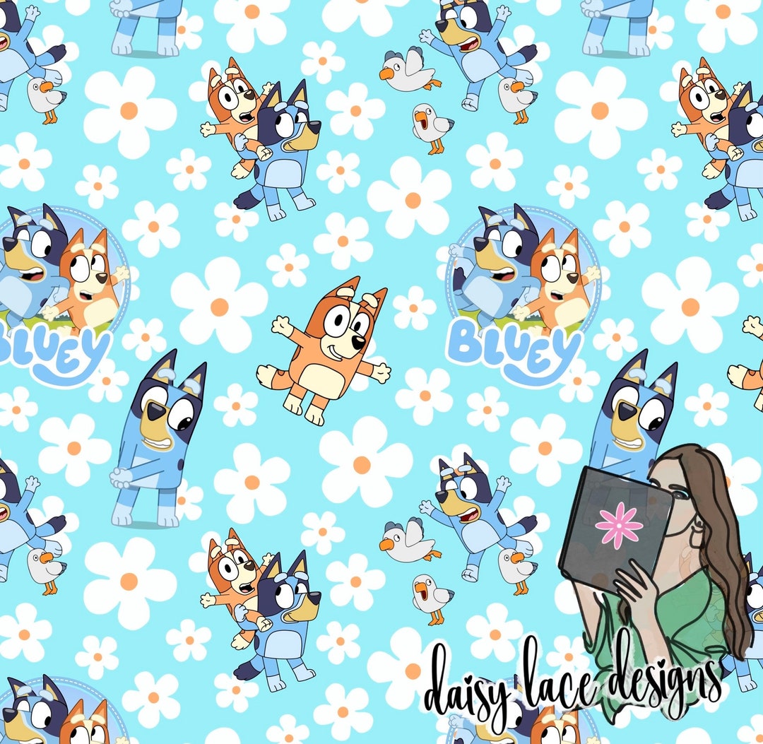 Spring Daisy Bluey Seamless, Blue Dog Floral Seamless File - Etsy