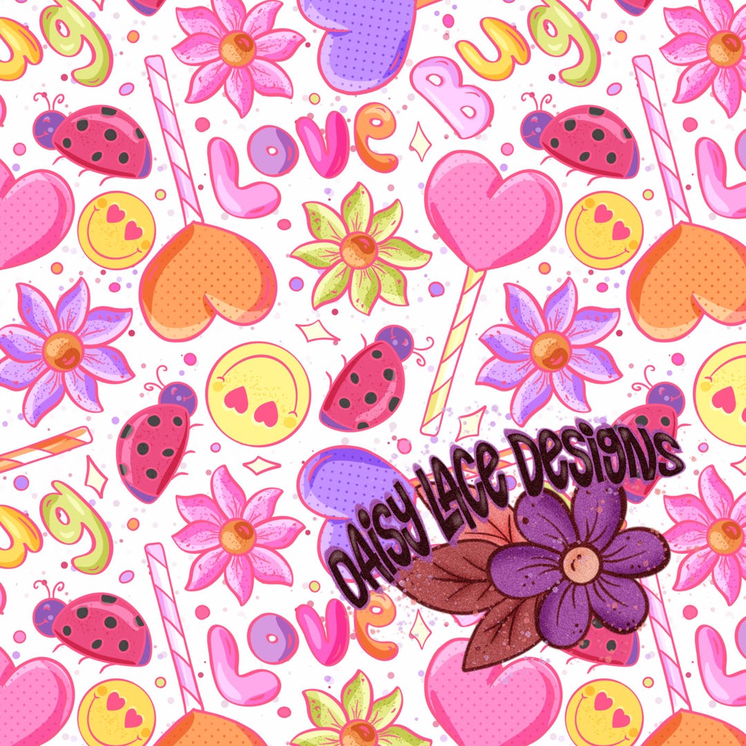 Valentine's Love Bug Digital Seamless File - Etsy