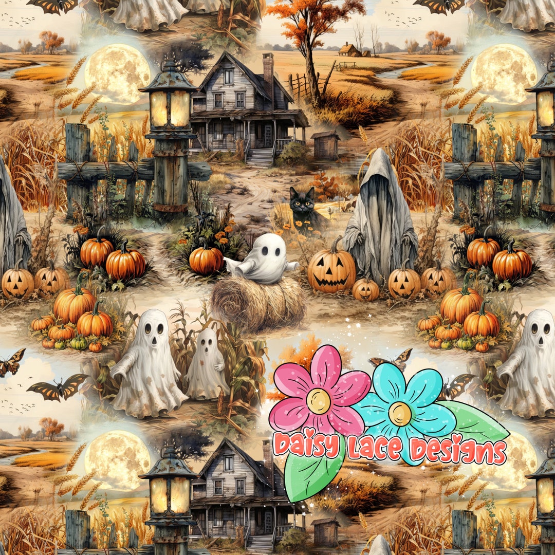 Country Fall Halloween Digital Seamless File - Etsy