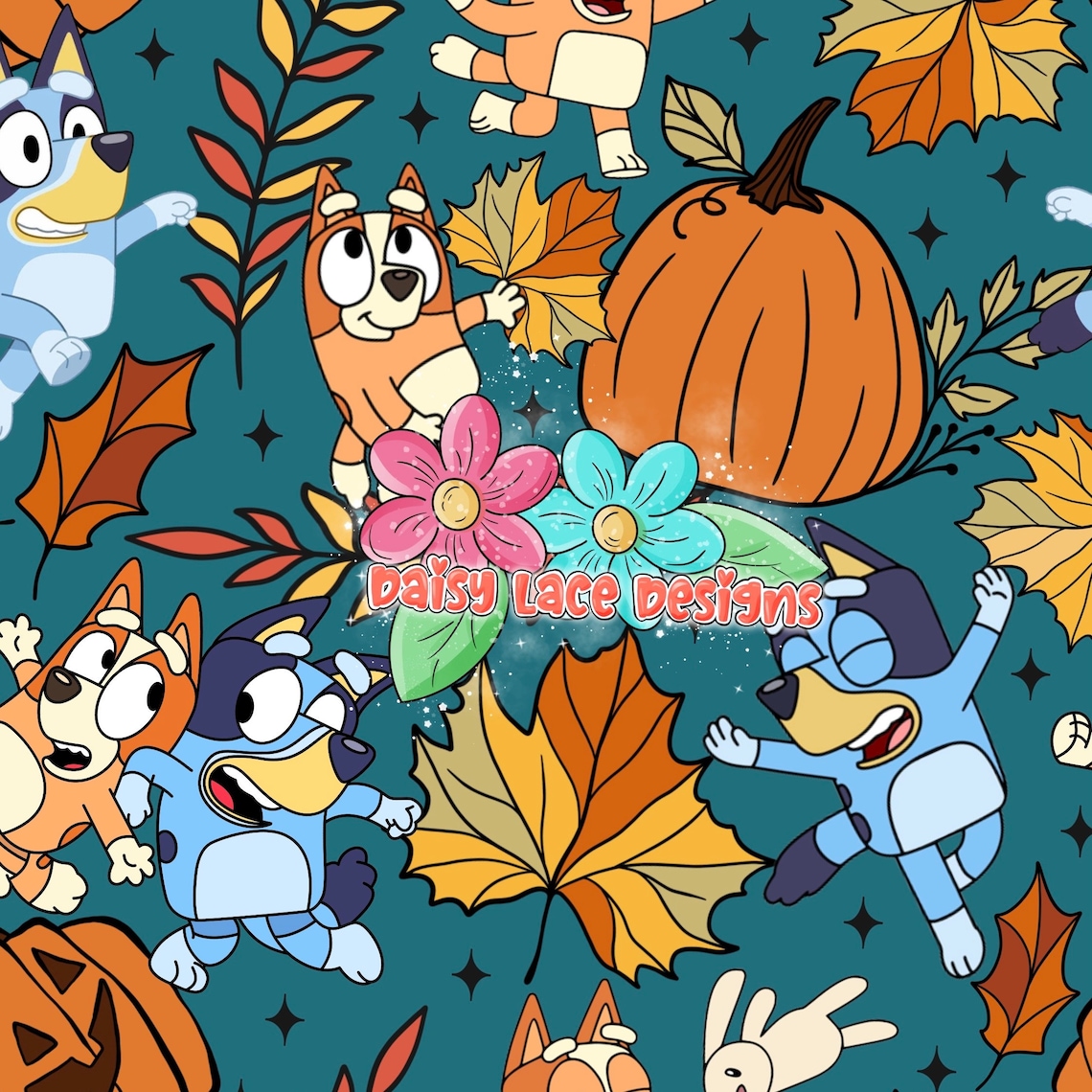 Fall Autumn Bluey and Bingo Seamless Repeating Digital File - Etsy