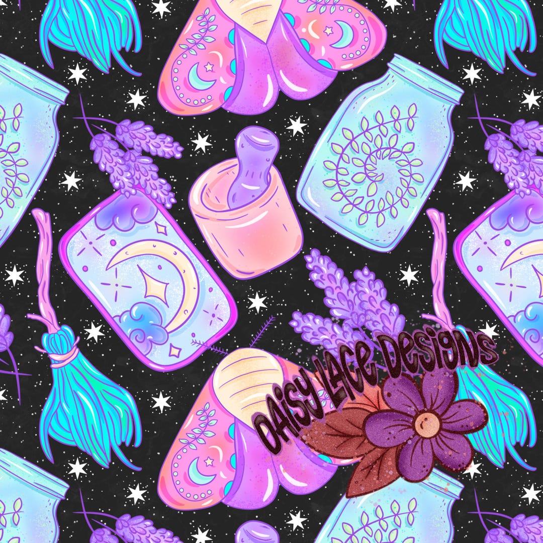 Neon Pastel Mystic Moth Digital Seamless File - Etsy