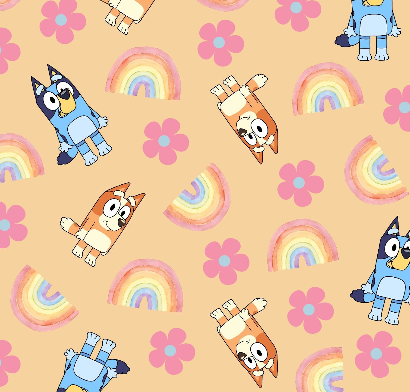 Bluey Daisy Rainbow Seamless File, Heeler Floral Print - Etsy