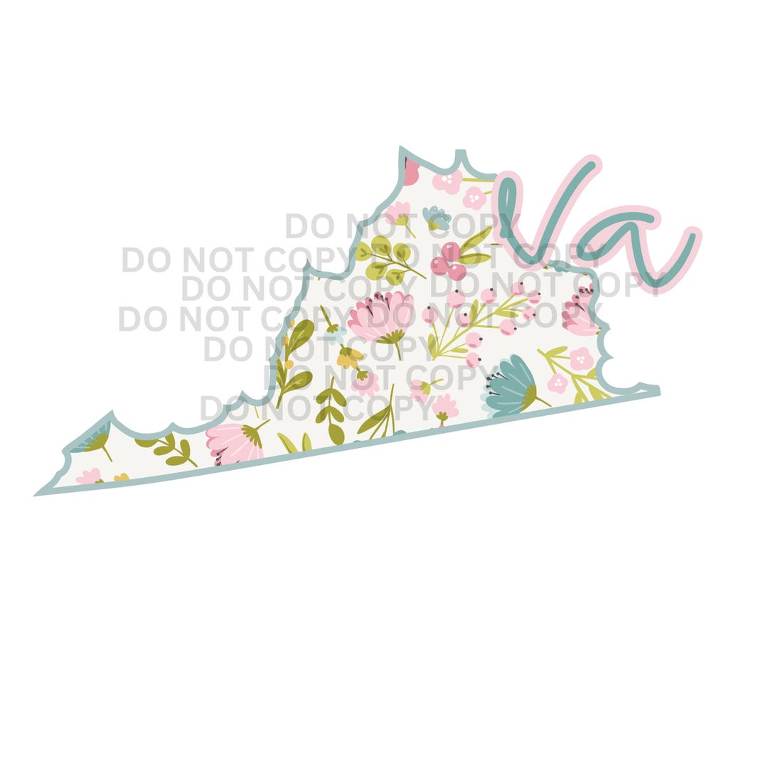 Virginia State PNG, Floral State Design, Sublimation or Dtf File for ...