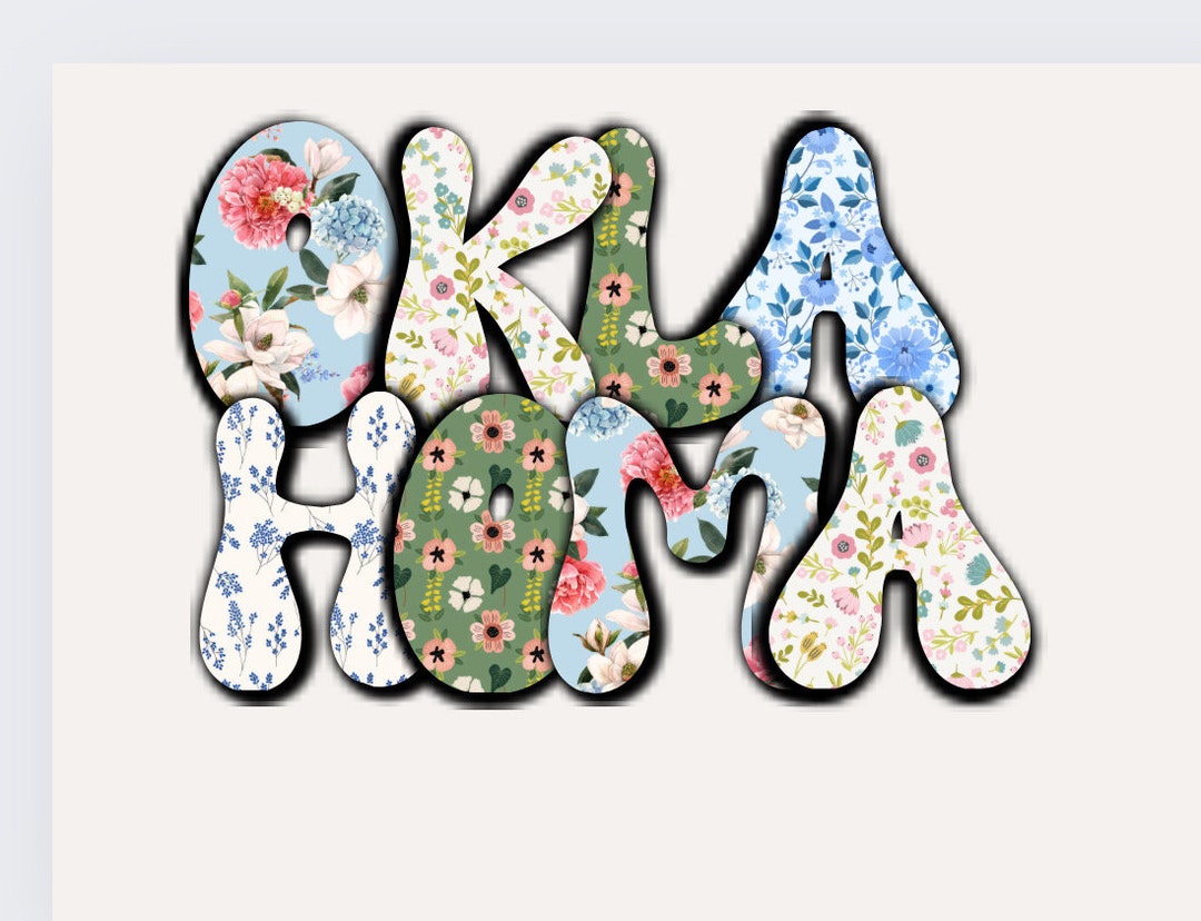 Oklahoma Ping, Floral Letters Png, State With Flower Design. - Etsy