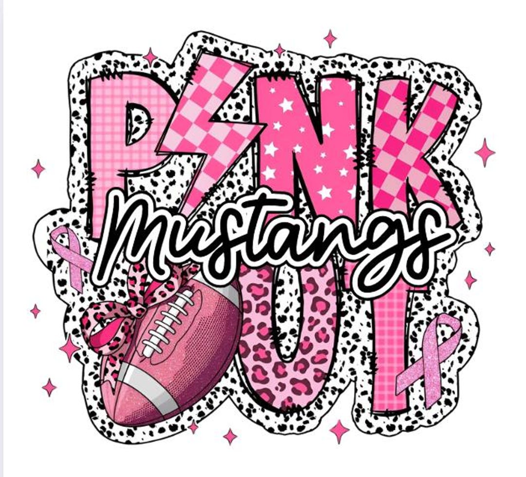 Pink Mustangs Mascot PNG: October We Wear Pink, Sublimation Design ...