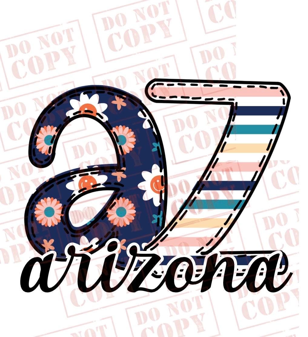 Arizona PNG, Floral Letters Png, State With Flower Design. - Etsy