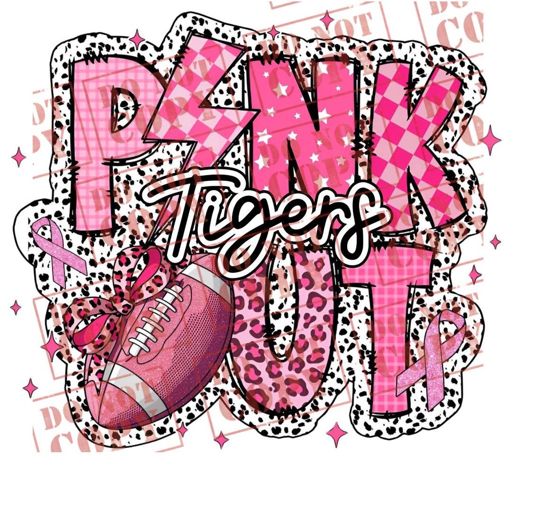 Pink Tigers Mascot PNG, October Pink Out, Sublimation Design (digital ...