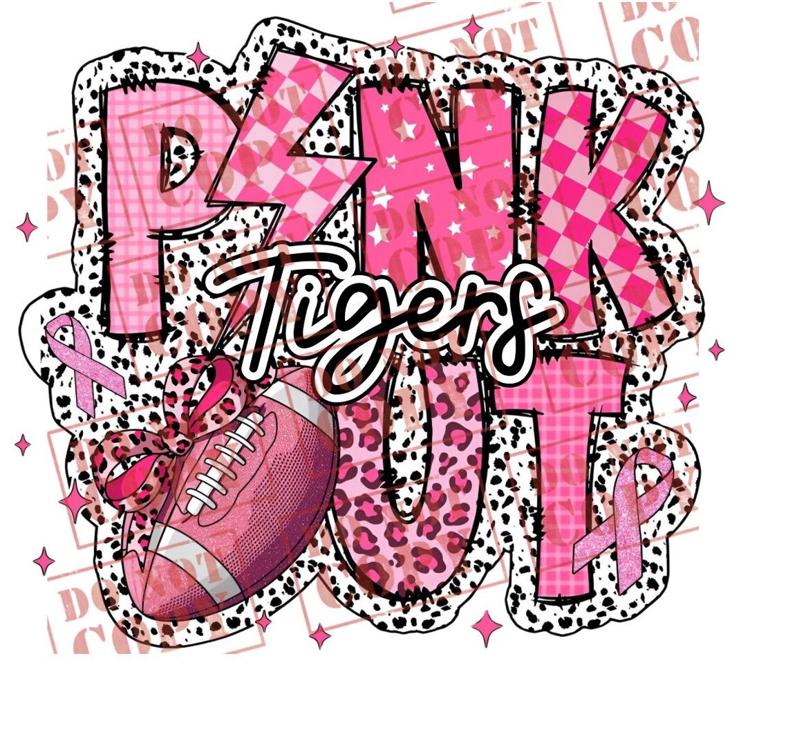 Pink Tigers Mascot PNG, October Pink Out, Sublimation Design (digital ...