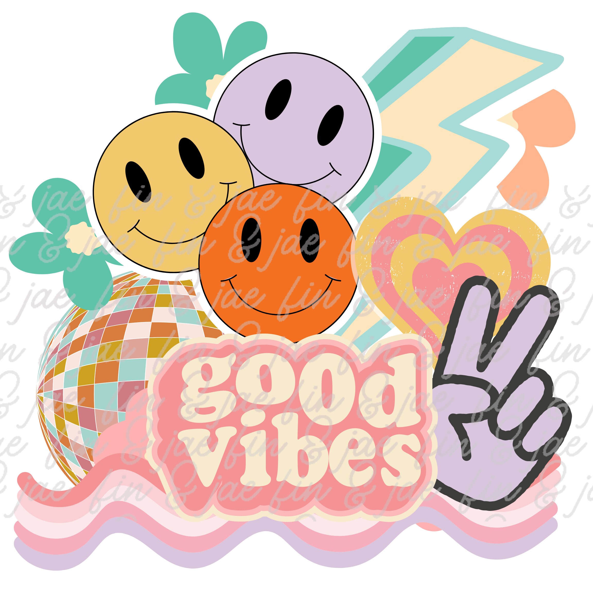 Good Vibes Retro PNG Peace Love Disco Sublimation Printable Png - Etsy