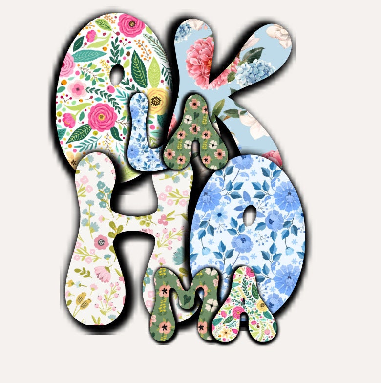 Oklahoma Ping, Floral Letters Png, State With Flower Design. - Etsy