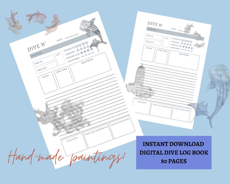 Printable Dive Log Book / Dive Log Book / Diving Log Book / Digital ...