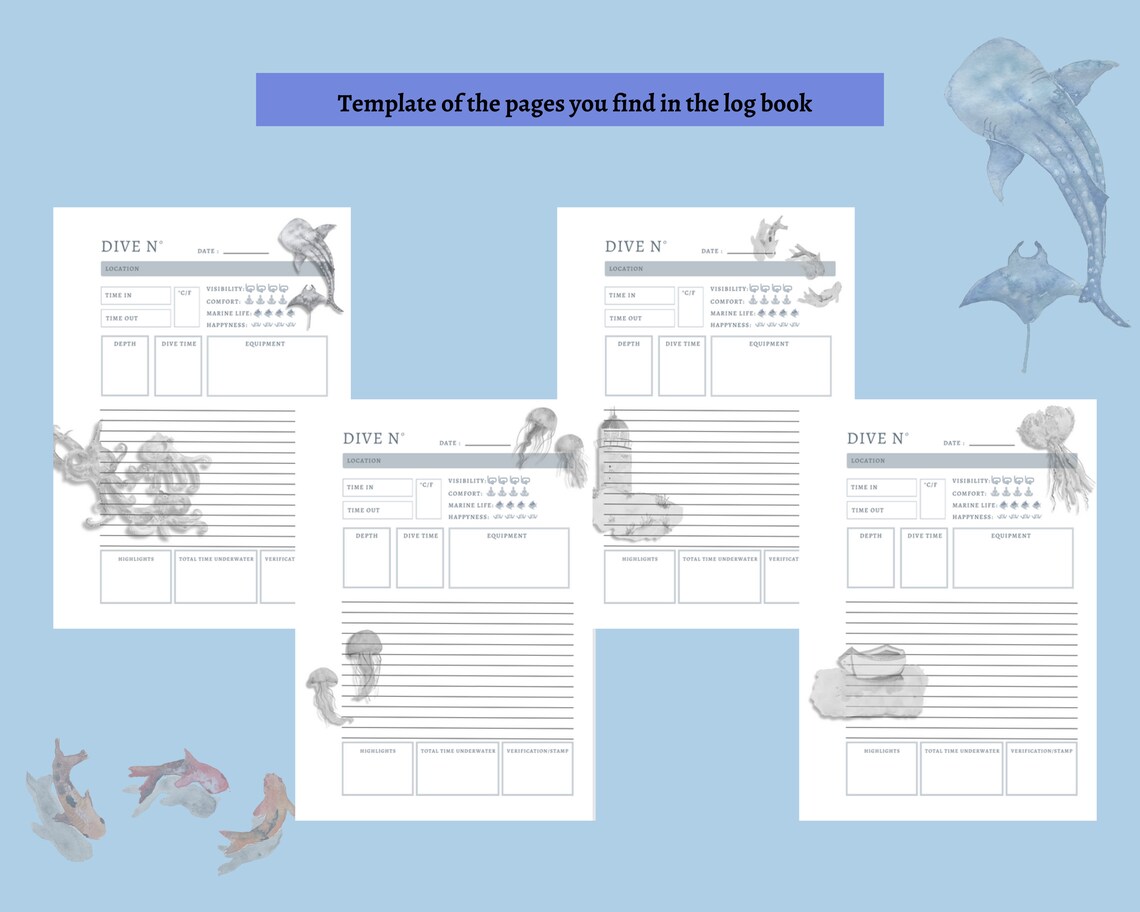 Printable Dive Log Book / Dive Log Book / Diving Log Book / Digital ...
