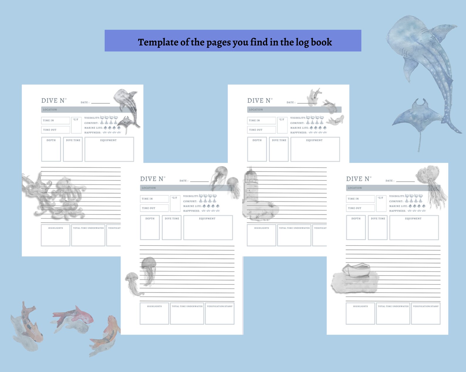Printable Dive Log Book / Dive Log Book / Diving Log Book / Digital ...