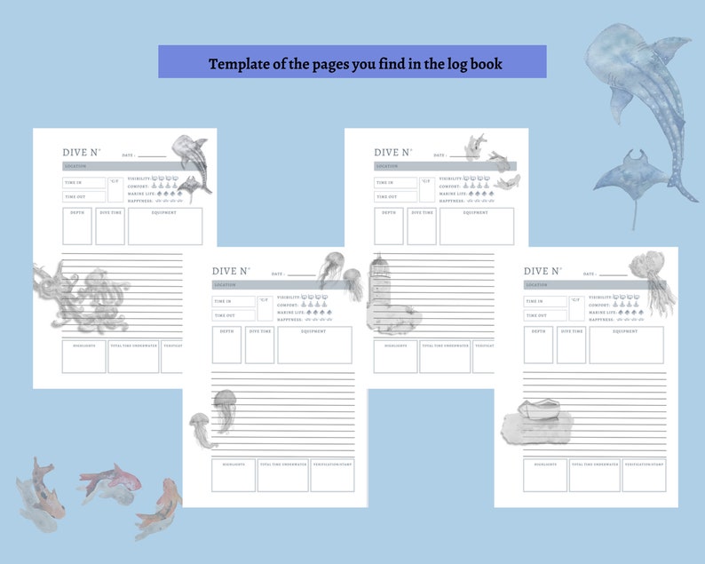 Printable Dive Log Book / Dive Log Book / Diving Log Book / Digital ...