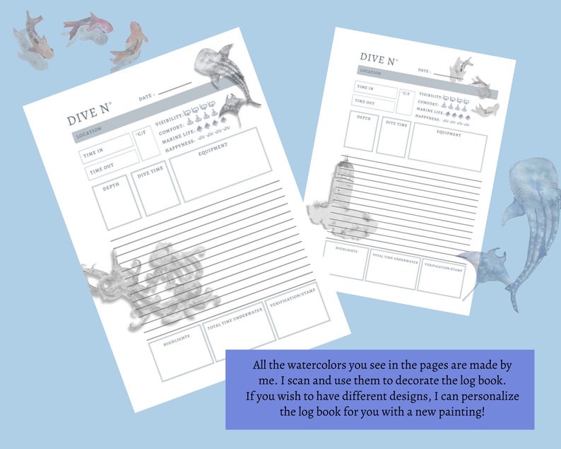 Printable Dive Log Book / Dive Log Book / Diving Log Book / Digital ...