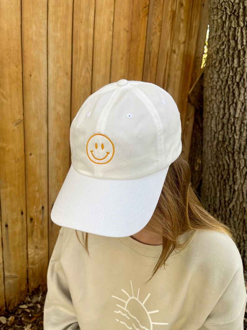 Smiley Face Hat, White Hat, Smiley Face, Cute Hat, Sun Hat, Mothers Day Gift, Boat Hat, Summer ...