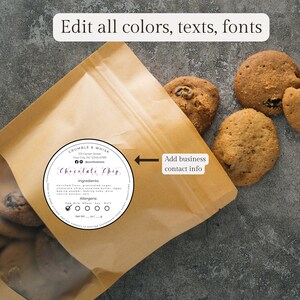 Printable Bakery Label Template: Cookie & Food Packaging (digital ...