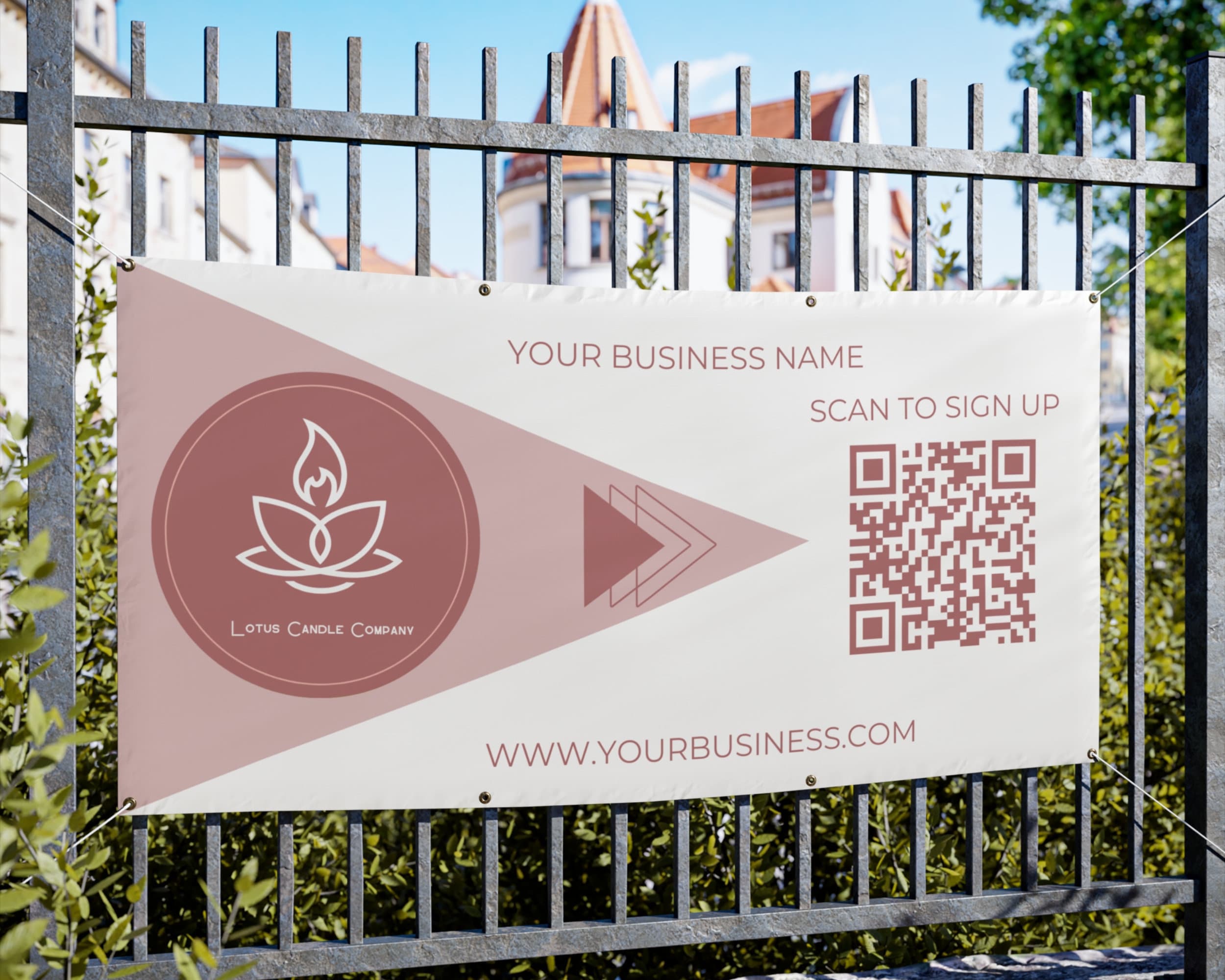 Personalized Business Sign Banner With Company Logo and QR Code Sign ...