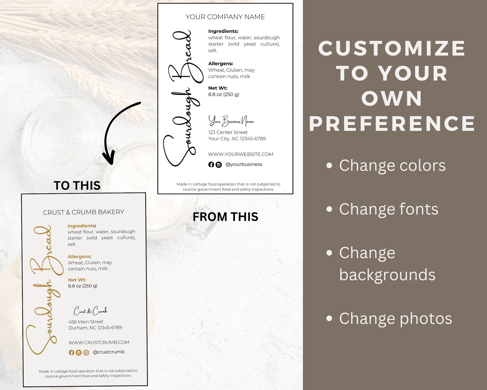 Cottage Law Bakery Labels Cottage Food Label Template Label Ingredient ...