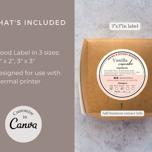 Printable Bakery Label Template: Editable Food Ingredient Label (PDF ...