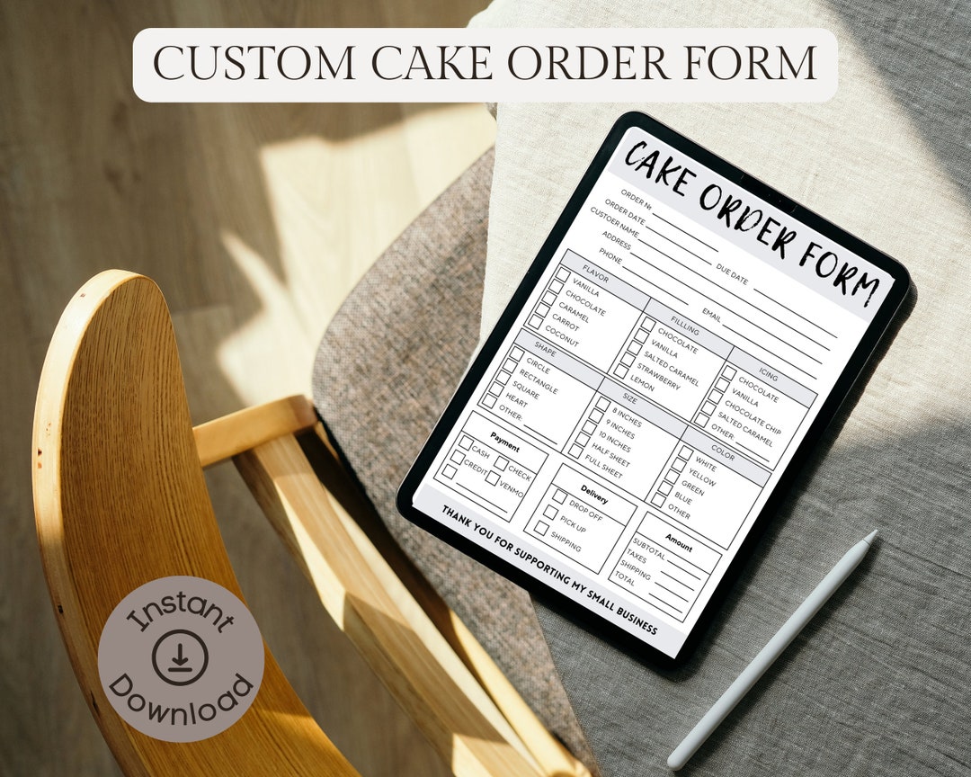 Printable Cake Order Form Template for Small Business Order Form ...