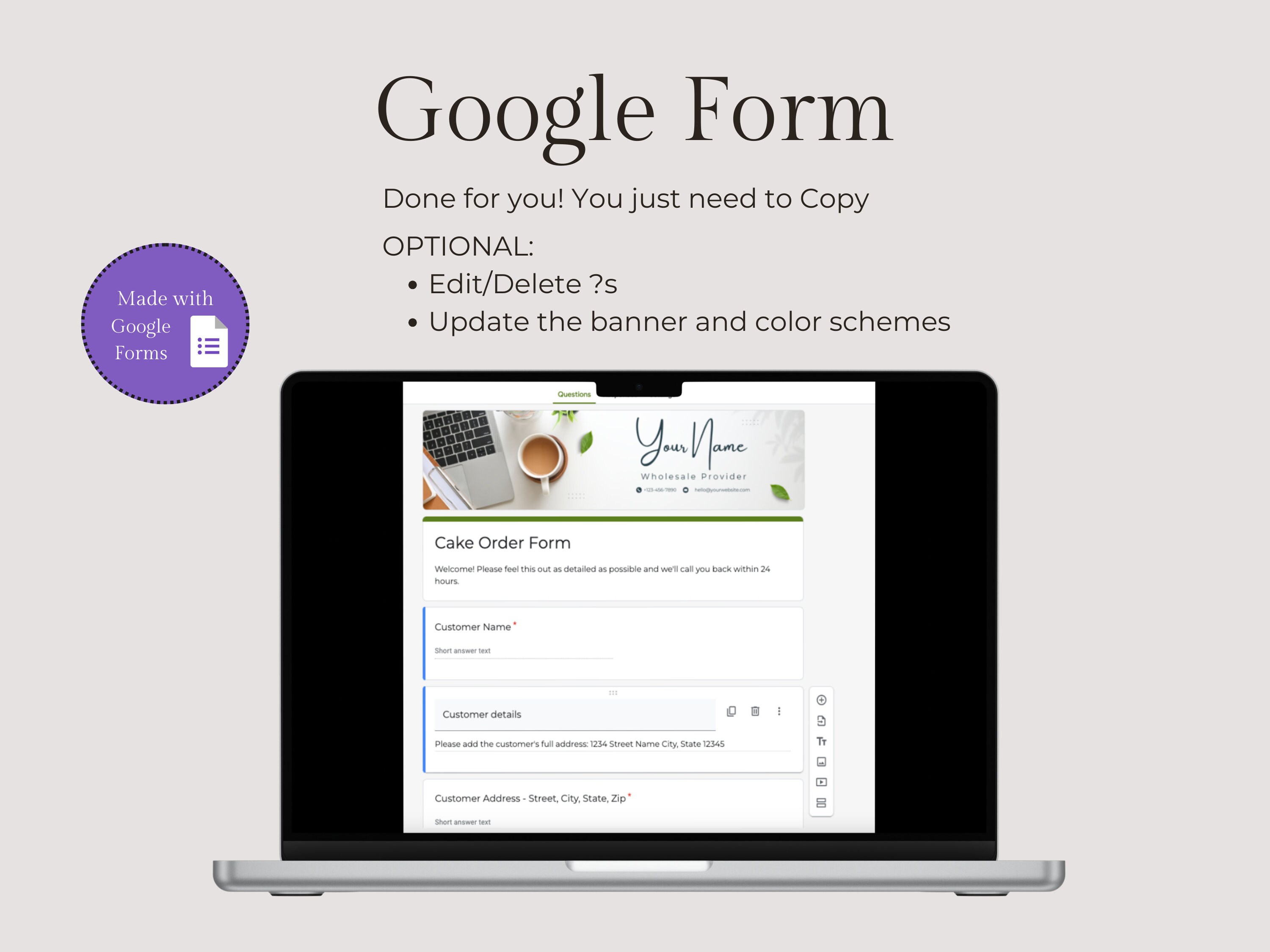 Custom Google Order Form With Banners Price List Templates for Google ...