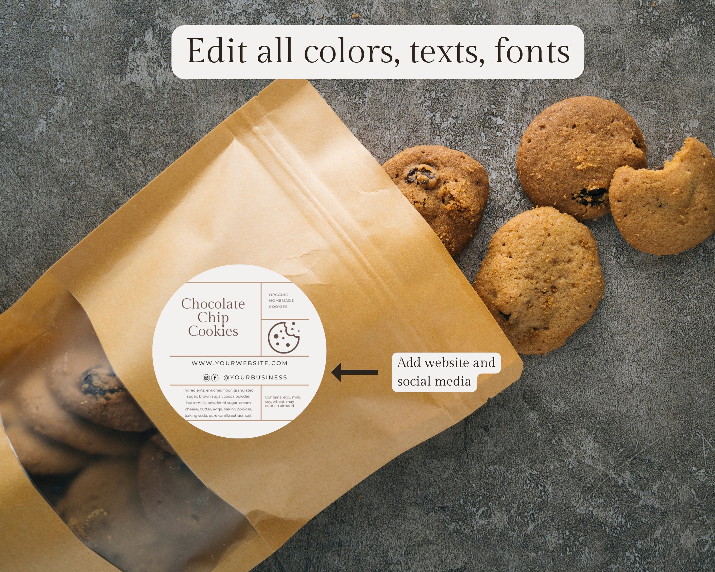 Customized Labels for Cookies and Baked Goods Custom Food Packaging ...