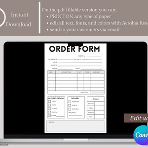 PDF Fillable Order Form Template Craft Order Form Bakery Order Form ...
