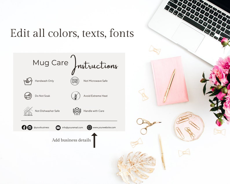 Customizable Tumbler Care Cards Tumbler Care Instructions Mug Care ...