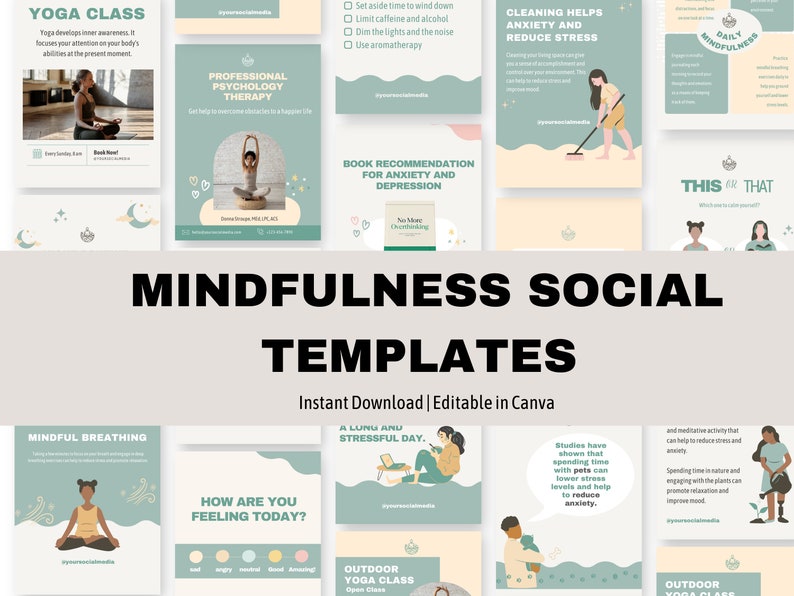 Mindfulness Social Media Template Mental Health Post Stress Reduction ...