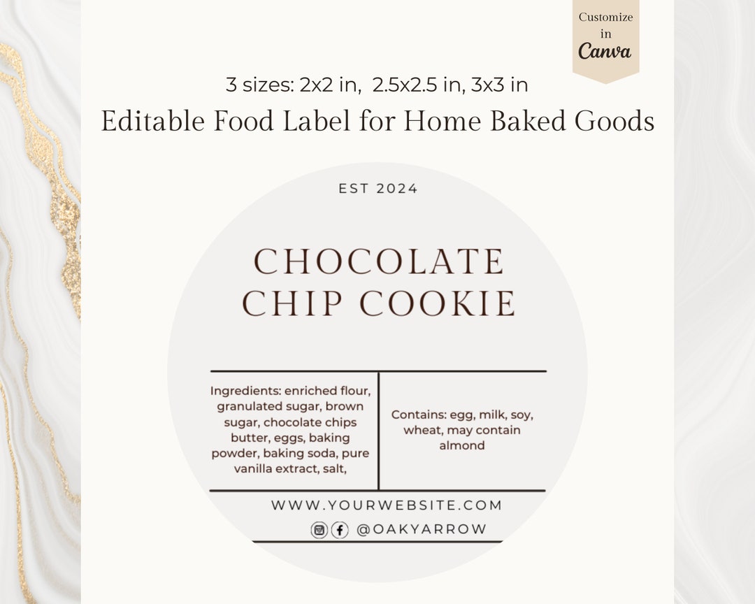 Personalized Cookie Label Template: Editable Food Tags (digital ...
