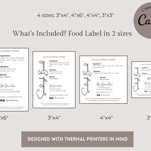 Cottage Food Label Ingredient Label Template Cottage Bakery Label for ...