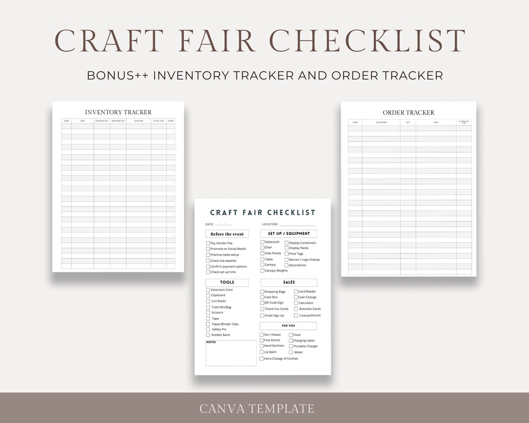Pop up Event Checklist Craft Fair Checklist Tracker for Pop up Event ...