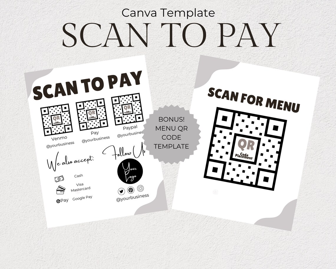 Scan to Pay Template QR Code Sign QR Code Template Business Shop Signs ...
