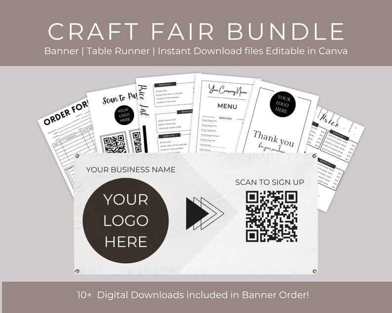 Craft Fair Display Bundle: Vendor Booth Banners, QR Code Sign (digital ...