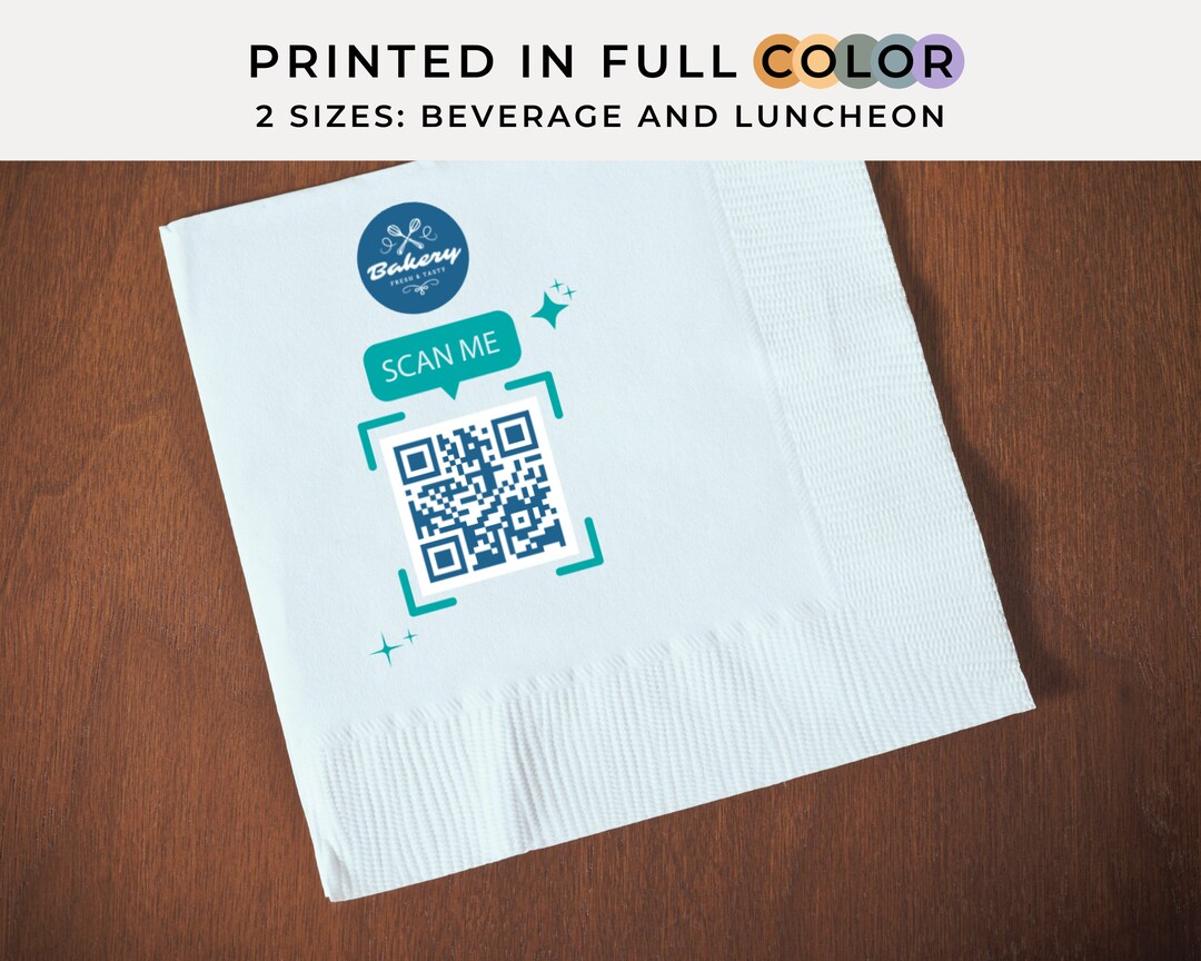 Custom Logo Cocktail Napkins: Branded Party Favors, QR Code Option - Etsy
