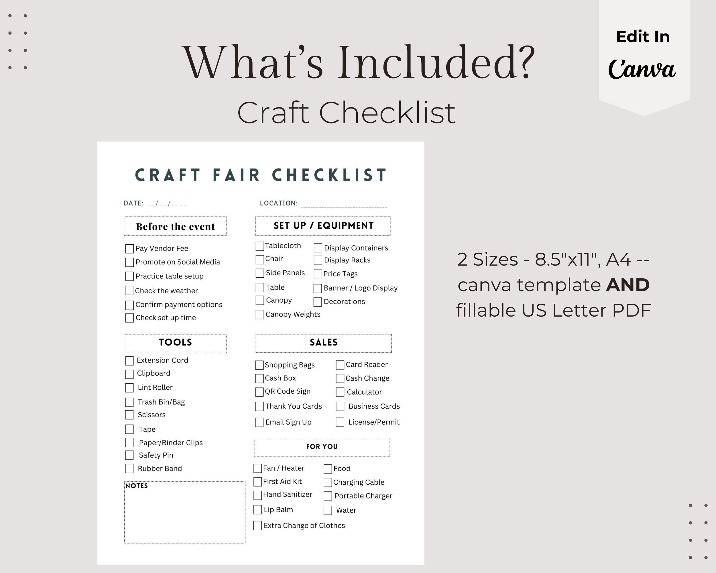 Pop up Event Checklist Craft Fair Checklist Tracker for Pop up Event ...