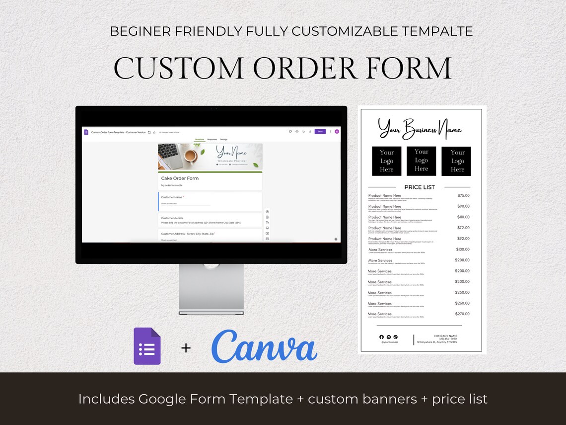 Custom Google Order Form With Banners Price List Templates for Google ...