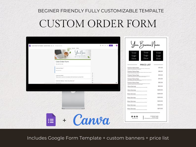 Custom Google Order Form With Banners Price List Templates for Google ...
