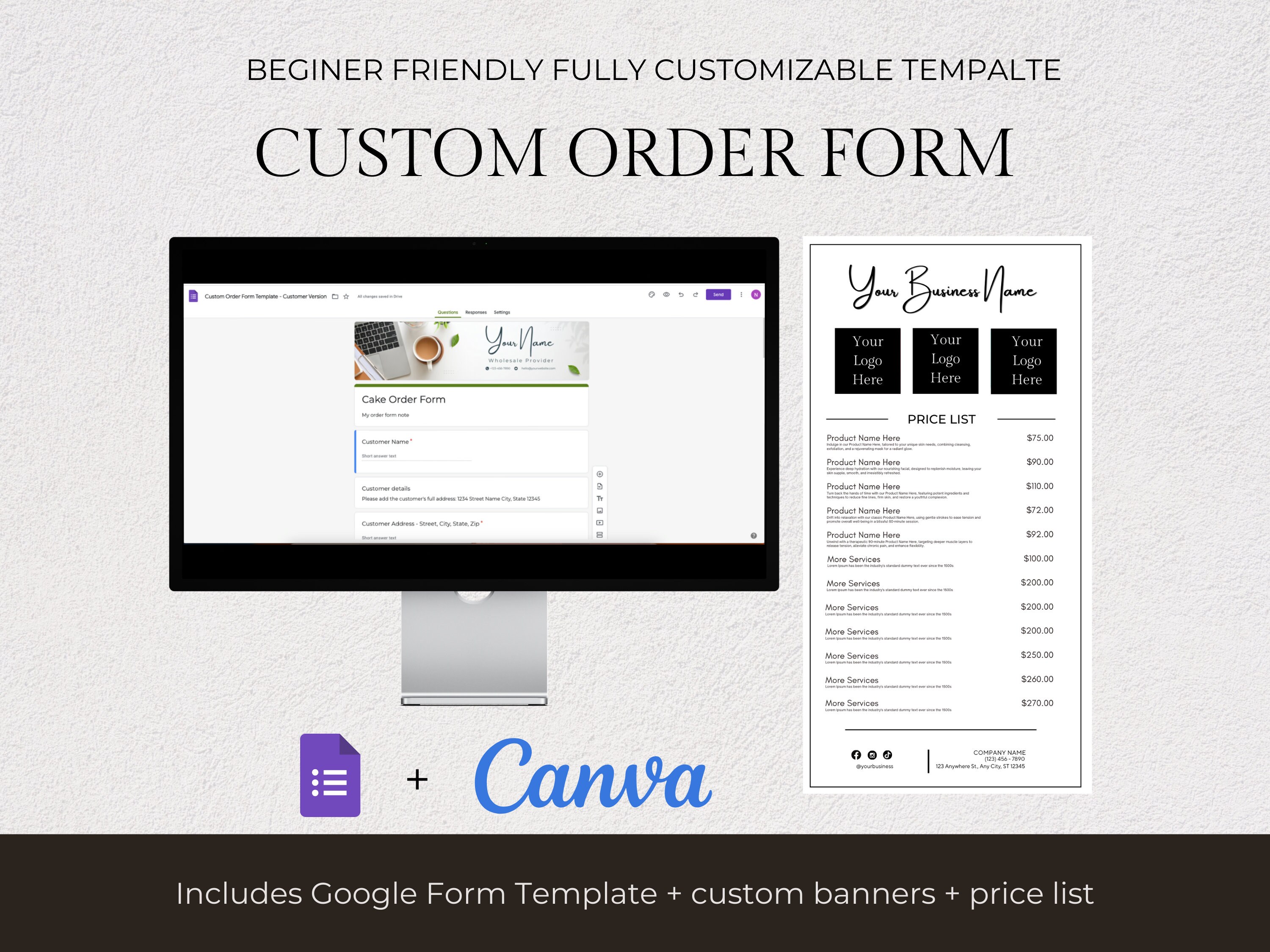 Custom Google Order Form With Banners Price List Templates for Google ...