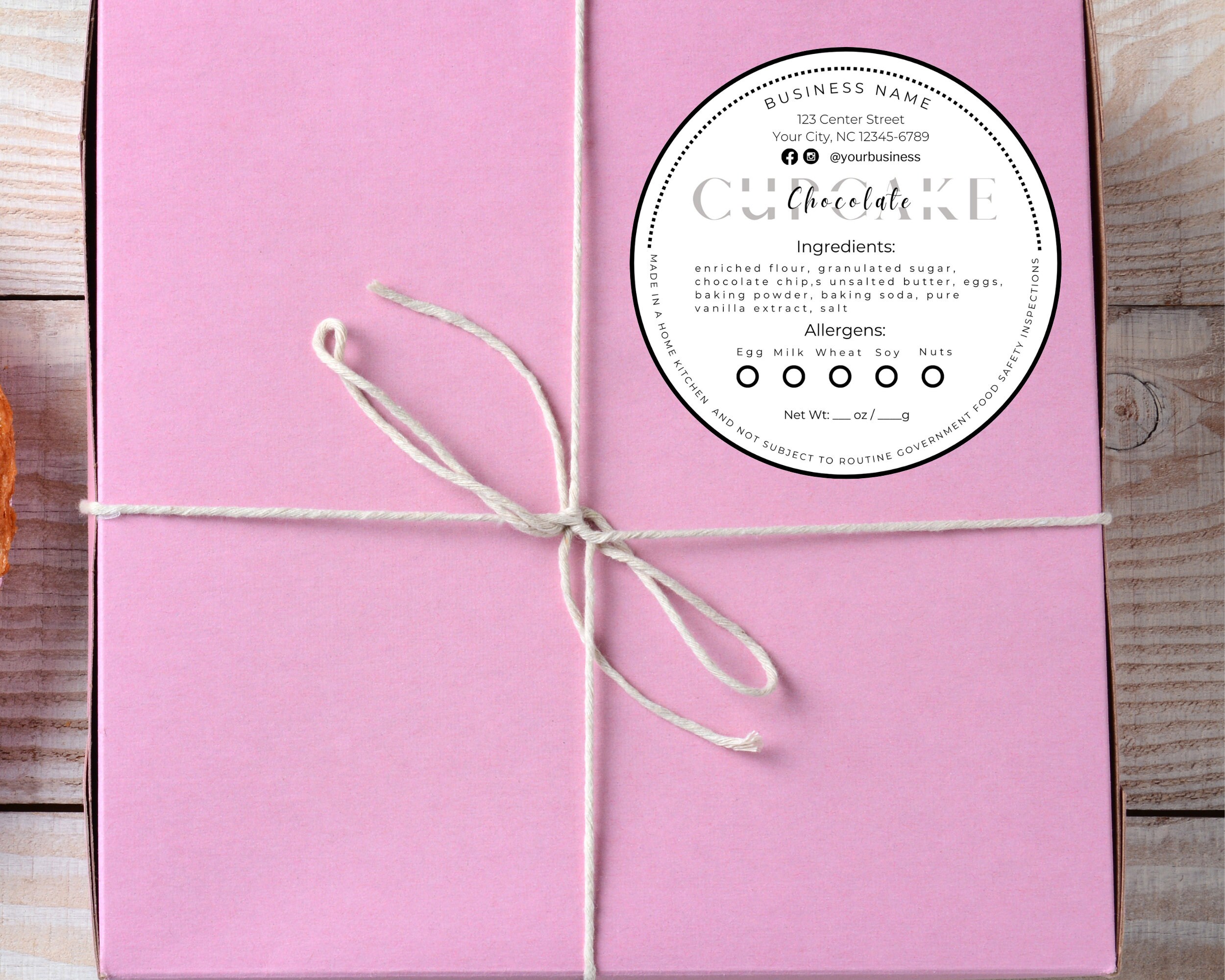 Printable Bakery Label Template: Cookie & Food Packaging (digital ...
