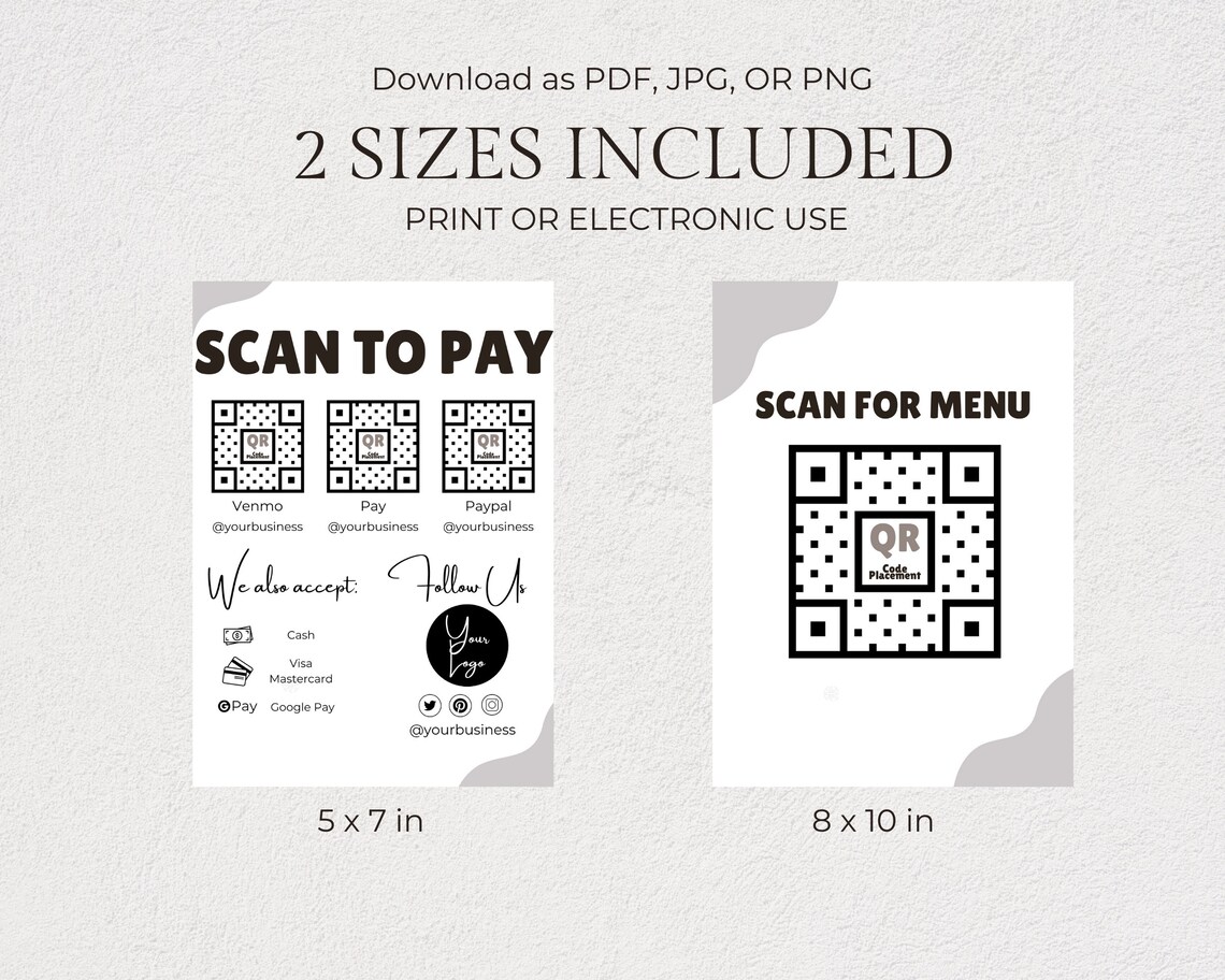 Scan to Pay Template QR Code Sign QR Code Template Business Shop Signs ...
